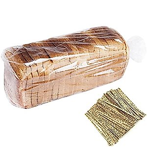 Bread Bags With Ties,100Pieces 18x4x8 Inches Plastic Bread Bags for Homemade Bread Gift Giving,Clear Bread Loaf Storage Bags