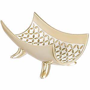 Creative Scents Schonwerk Diamond Lattice Decorative Bowl Table Centerpiece - Home Decor for Living Room, Centerpieces for Dining Room and Coffee Table (Gold & White)