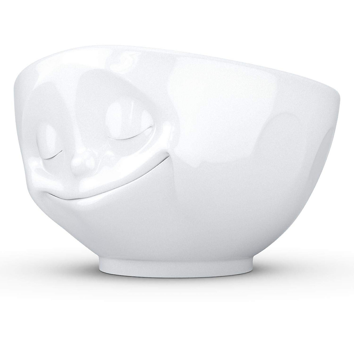 FIFTYEIGHT PRODUCTS TASSEN XL Porcelain Bowl, Happy Face Edition, 33 oz. White (Single Bowl), Extra Large Bowl