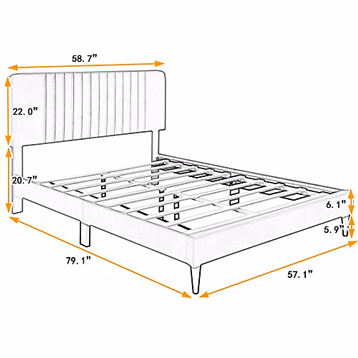 Harper & Bright Designs Full Size Upholstered Platform Bed for Boys Girls Kids Adults, No Box Spring Needed for Boys Girls Kids Adults, Velvet Fabric,Gray