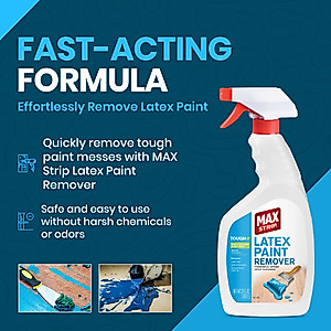 Max Strip Latex Paint Remover 22oz | Fast-Acting Water-Based Formula | Safely Removes Latex, Acrylic | For Wood, Metal, Concrete & Multiple Surfaces | Ideal for Drips, Spills & Overspray