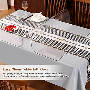 RostiKong 42 Inch Round Clear Plastic Dining Table Protector PVC Tablecloth Cover Vinyl Table Cloths Pad Waterproof Wipeable Furniture Desktop Tabletop Pad for Kitchen Room Coffee Desk Blotter Pad Mat