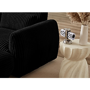 kevarada Corduroy Upholstered Modular Sectional Couch Loveseat Sofa 2 Seats Convertible Sectional Sofa for Living Room Small Couch for Small Space(2 Seats,Black)