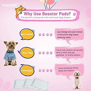 Dog Diaper Liners for Male and Female Dogs, 100ct, Super Absorbent Disposable Dog Diapers Booster Pads fit Most Pet Belly Bands and Wraps (X-Large)