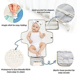 Bulletgxll Funny Cartoon Whale Portable Diaper Changing Pad Waterproof Changing Pad with Baby Tissue Pocket and Magic Stick for Newborn Baby.