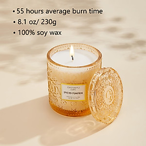 Chloefu LAN Fall Candles for Home Decoration Spiced Pumpkin Scented Candles Halloween Candles Gift, Luxury Scented Soy Jar Autumn Candles with up to 55 Hour Long Lasting, Sweet Home Decor, 8.1 oz