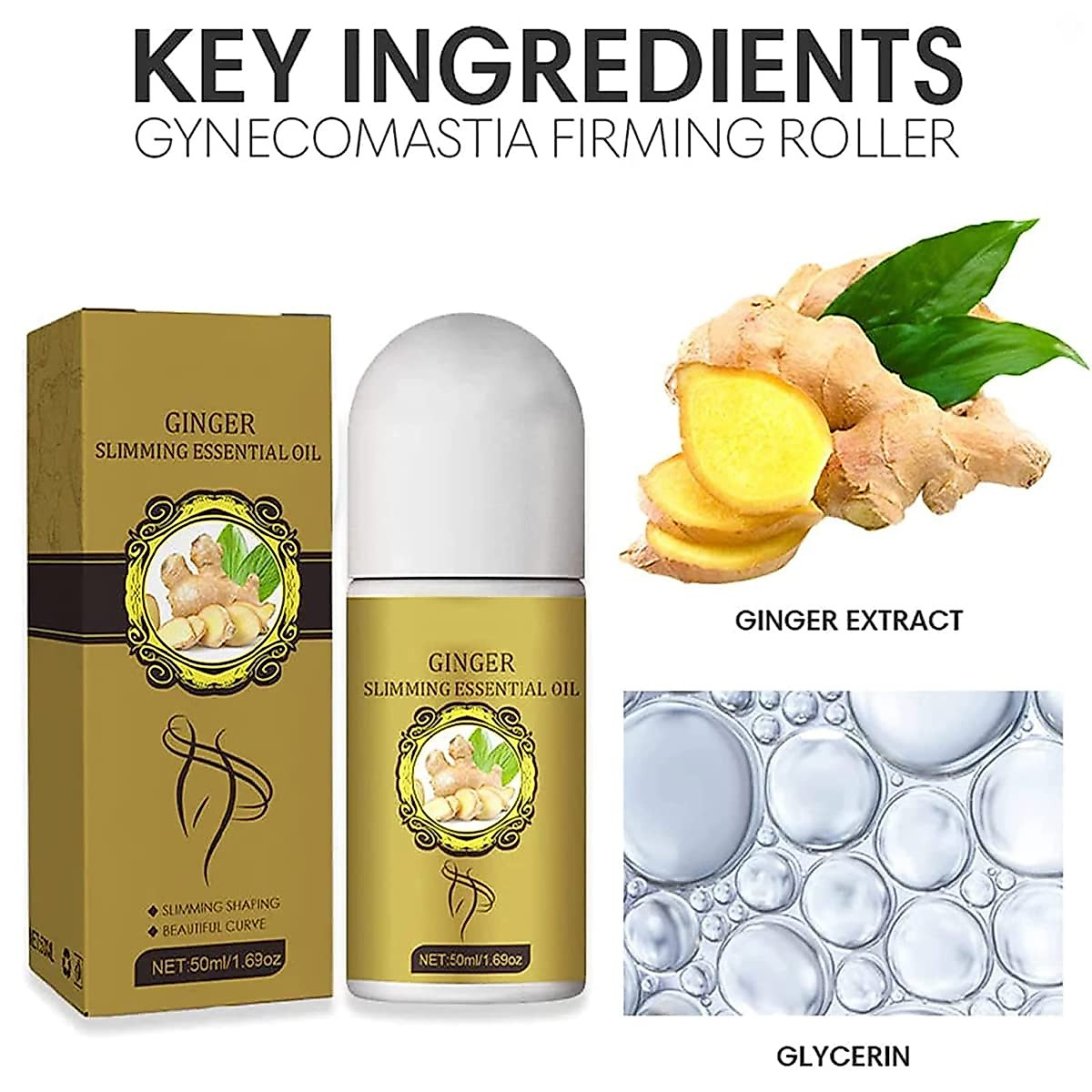 SUNRHYME PacX Gynecomastia Firming Ginger Roller, Gynecomastia Tightening Ginger Cream, Natural Tightening Ginger Cream Make Chest Shape Tough and Strong (1Pcs)