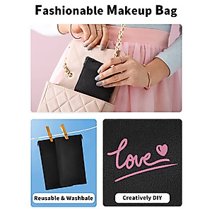 JARLINK 16 Pack Blank Canvas DIY Craft Pencil Case with Zipper, Multipurpose Traveling Toiletry Pouch Bags for School, Makeup, Cash, Office, Bill, Receipt Storage, 8.3’’ x 4.6’’ Inch (Black)