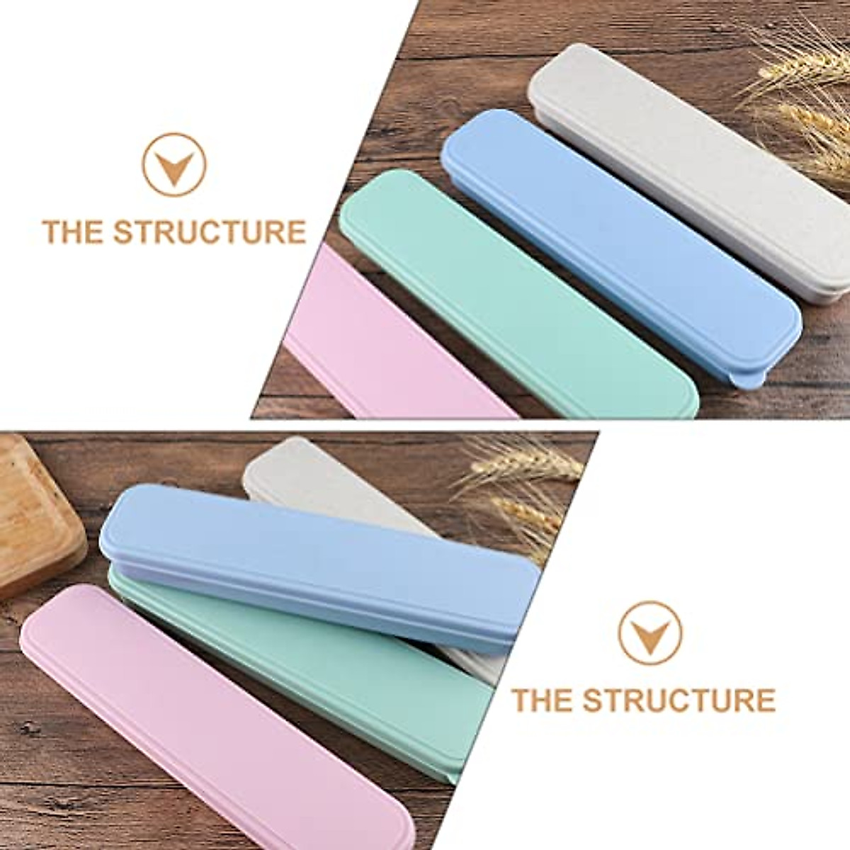 SOLUSTRE Cutlery Sets 4pcs Travel Tableware Storage Boxes Portable Flatware Box Utensils Cutlery Case Fork Spoon Chopsticks Utensils Holder for Camping Picnic Travel Utensils