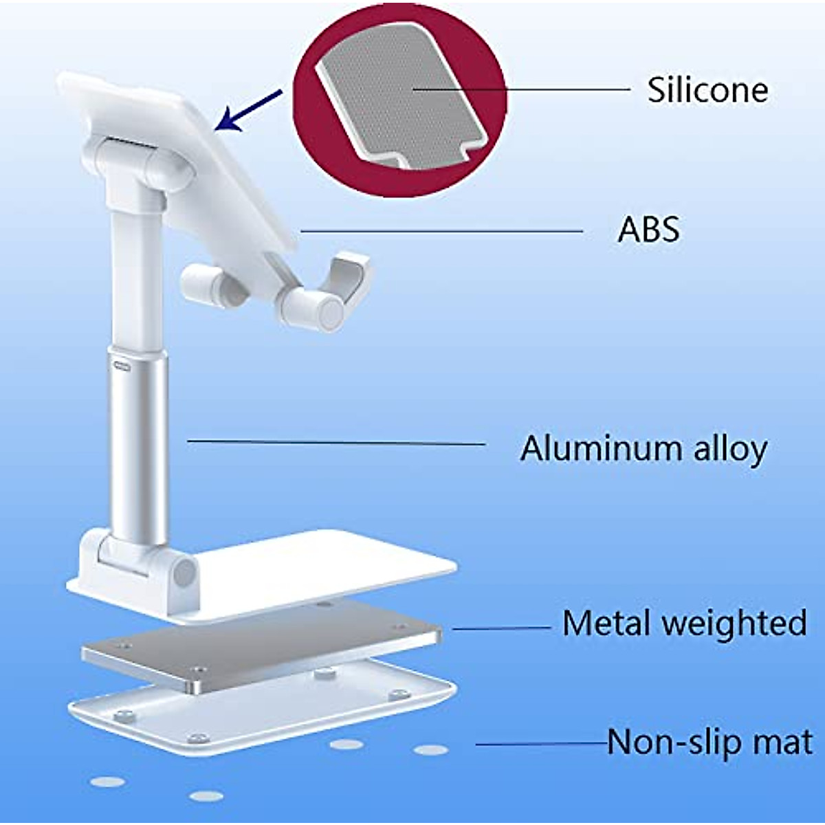 BICEUKI Cell Phone Stand for Desk,Phone Holder with Stable Anti-Slip,190g Increase Weight be Stable,Compatible with iPhone 13 12 Mini 11 Pro Xs Max XR X 6 7 8 Plus (Black)