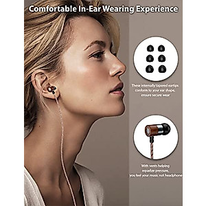 Wooden USB C Headphones for Galaxy S22 S23 Ultra S21 S20 FE Z Flip4 3, In-Ear Type C Earbuds Wired Earphones with Mic Noise Canceling Stereo Bass for Pixel 7 6 6a 5a 5 MacBook Air Pro iPad Air 5 Mini6