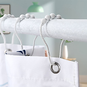 Shower Curtain Hooks, OEH Stainless Steel Shower Curtain Rings, Roller Gliding Shower Hooks for Shower Curtain, Rustproof Shower Rings for Curtain, Shower Curtain, Shower Rod, Set of 12, White