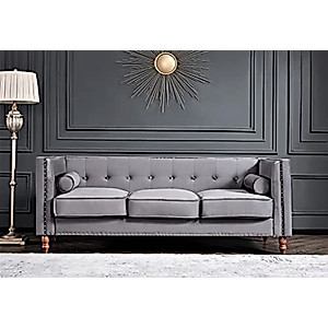 US Pride Furniture Modern Style 83'' Wide Living Room 3 Seater Grey Soft Cushion & Solid Wood Legs (S5369N-S5372N S) Sofas
