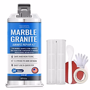 Quartz Countertop Chip Repair Kit - White Granite & Marble Repair Kit, Suitable for Granite, Marble, Quartz Stone, and Other Stone Surface Crack Quartz Chip Repair Kit
