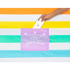 BEACH FENCE Premium 20 ft Beach Windscreen, Privacy Screen, Wind Blocker - Pastel Perfect, Free Rubber Mallet and Carry Bag Included