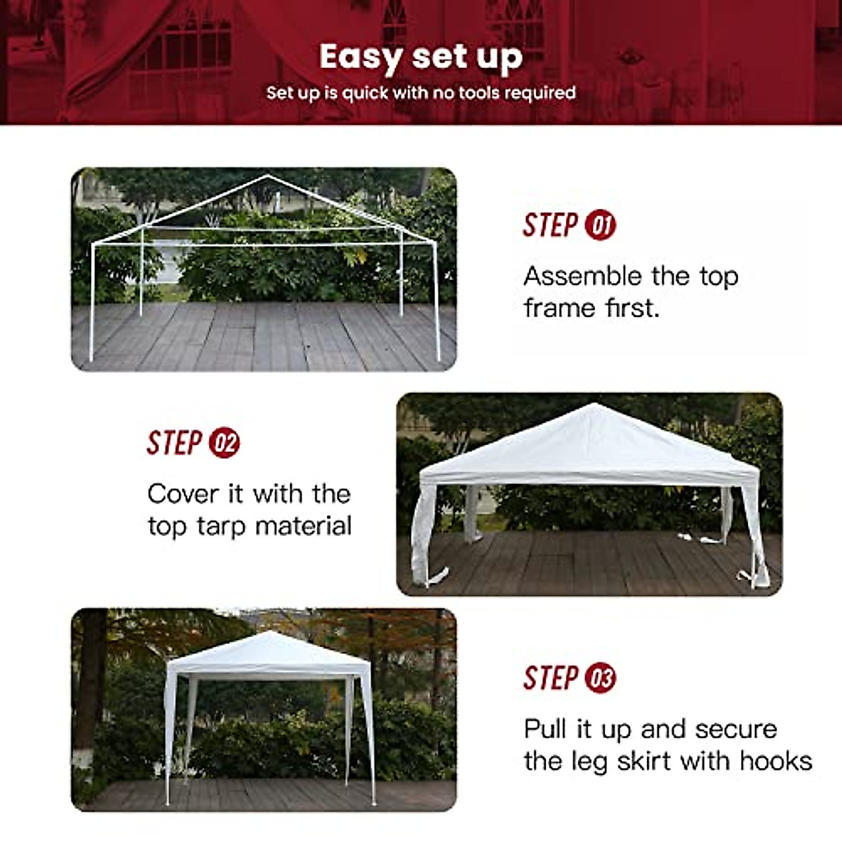 10x10 Gazebo Waterproof Outdoor Canopy Patio Tent Party Tent for Wedding BBQ Cater