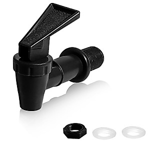 LifCratms 2Pcs BPA-Free Replacement Cooler Faucet, Black Plastic Water Spigot Spout Water Dispenser Tap Set, Reusable Water Crock Tap Water Beverage Lever Pour Dispenser Valve