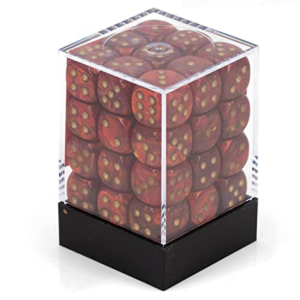Chessex Dice d6 Sets: Scarab Scarlet with Gold - 12mm Six Sided Die (36) Block of Dice