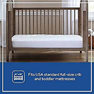 Sealy Baby Cool Comfort Fitted Waterproof Infant Cooling Crib Mattress Protector Pad and Toddler Bed Cover, Durable and Comfortable Topper, Machine Washable and Dryer Friendly, 52” x 28”- White