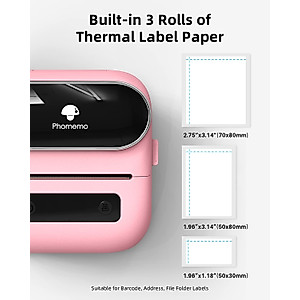 Phomemo M220 Portable Thermal Label Makers, Wireless Label Printer for Address, Labeling, Mailing, Office Supplies Organizing, Label Maker Machine with Tape, Sticker Printer with 3 Rolls of Labels