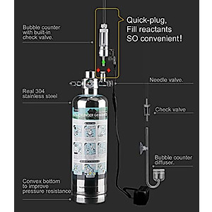 Clscea 1.3 L CO2 Cylinder Generator Kit with Solenoid Valve for Aquarium Plants (Mini)