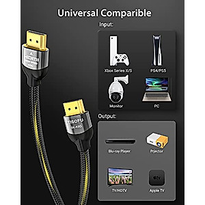 TISOFU Ultra Certified 10K 8K HDMI Cable 6FT: HDMI 2.1 Cables 48Gbps High Speed Premium Braided Cord 8K@60Hz 4K@120Hz 4K@144Hz HDCP 2.2&2.3 CL3 ARC eARC for HD/HDR/HDTV