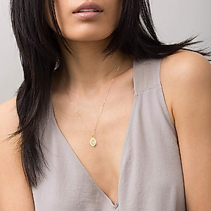 Fremttly Oval Coin Pendant Necklace 12 Month Birth Flower Disc Necklace 14K Real Gold Dainty Personalized Gift -3-Daffodil