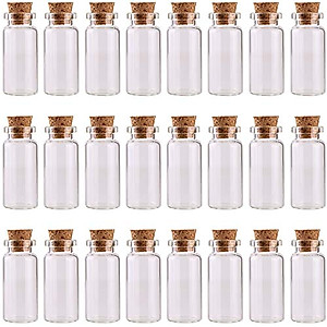 MaxMau 24PCS 10ml Glass Bottles Cork Stoppers DIY Decoration Mini Glass Vials Cork Message Glass Bottle Vial Cork,Small Glass Bottles Jars Corks for Wedding Party Favors
