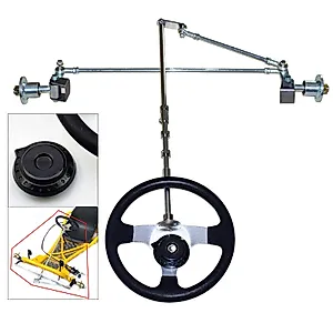 640mm Front Steering Gear Rack Joint Tie Rod & Wheel Assembly Set, for 168cc GO KART UTV ATV, Front Steering Tie Rod Ball Rack Joint DIY Karts Accessories Strut Knuckle Spindle Kit