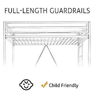 SHA CERLIN Junior Loft Bed Twin Size, Heavy Duty Twin Bed Frame with Full-Length Guardrail & Removable Stairs, Noise Free, Space-Saving, No Box Spring Needed, Aqua Blue