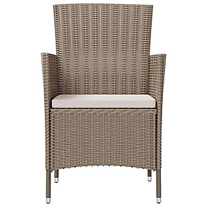 WHOPBXGAD Patio Chairs Deck Chairs Set of 2,Adirondack Rocking Chair,Designed for Sports, Backyard, Cabana, Deck, Patio, Beach, picnics,with Cushions 2 pcs Poly Rattan Beige