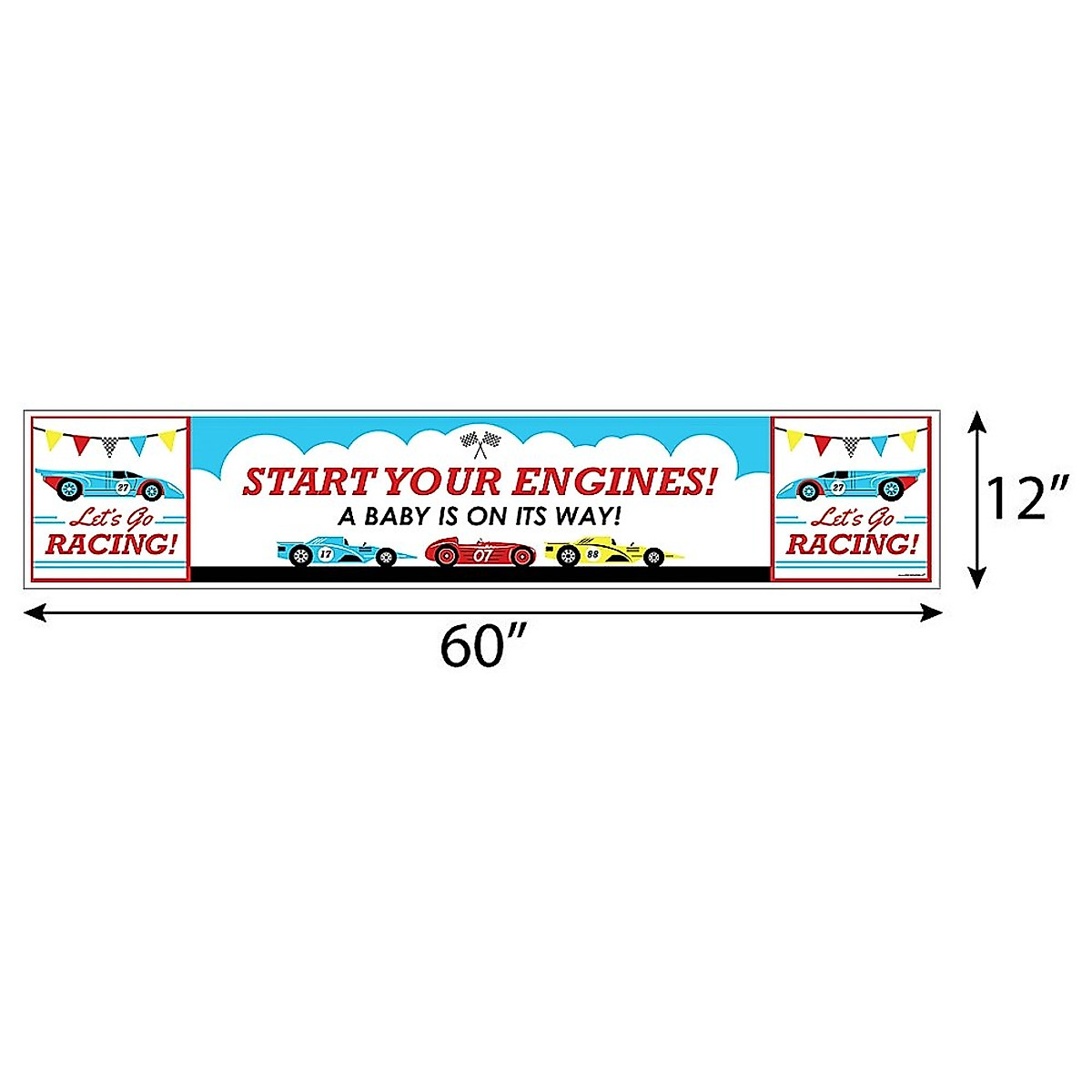 Big Dot of Happiness Let’s Go Racing - Racecar - Baby Shower Race Car Decorations Party Banner