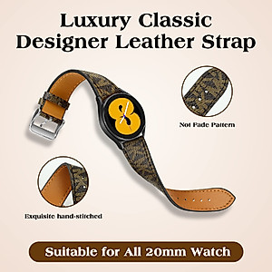 Leather Band Compatible with Samsung Galaxy Watch 6/5/4 40mm 44mm/6 Classic Band 43mm 47mm/4 Classic 42mm 46mm, 20mm Designer Classic Watch Wristbands for Active 2/3 41mm Women Men