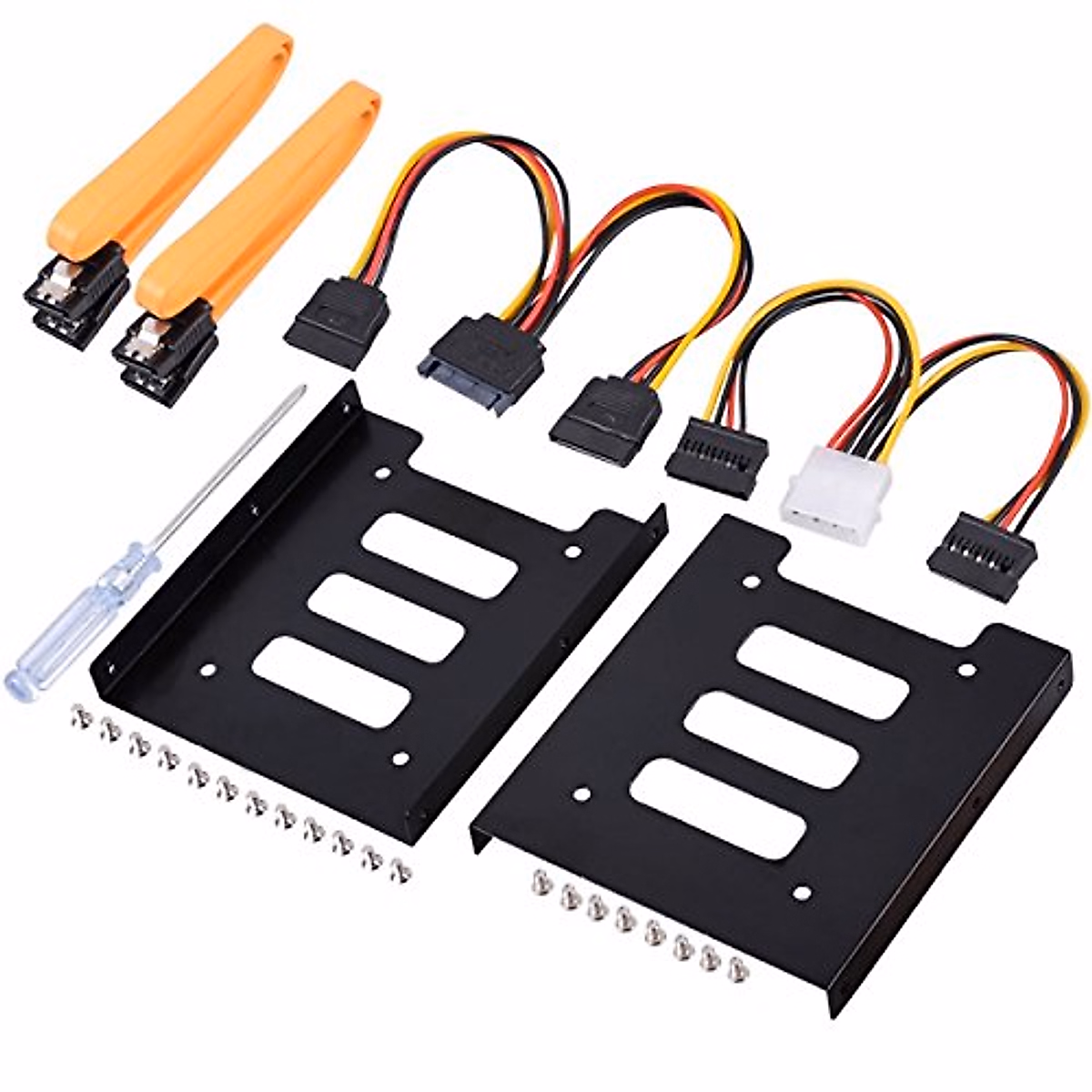 UCEC SSD Mounting Bracket kit 2.5 to 3.5 Hard Drive Adapter (SATA Data Cables and Power Cables Included) (2 x Bracket Conversion Frame)
