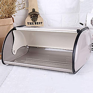 PENGKE Bread Box,Stainless Steel Bread Box for Kitchen,Metal Bread Bin with Lid,Bread Storage Bread Holder for Counter,Pack of 1