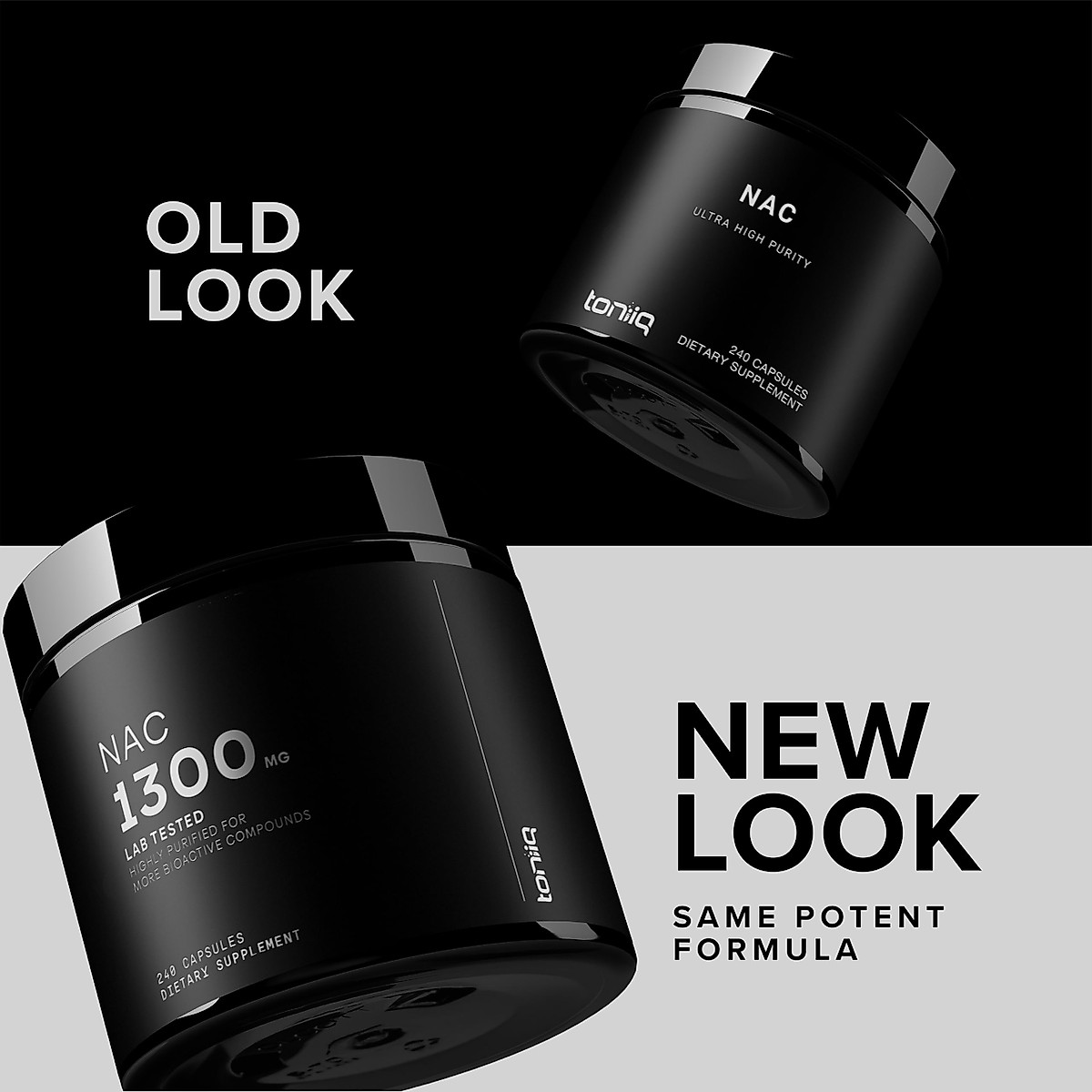 Toniiq 1300mg NAC - 4 Month Supply - Min. 98%+ Tested Purity - Ultra High Strength Bioavailable NAC Cysteine Supplement - 240 Vegetarian N Acetyl Cysteine Capsules -Lab Tested TQ