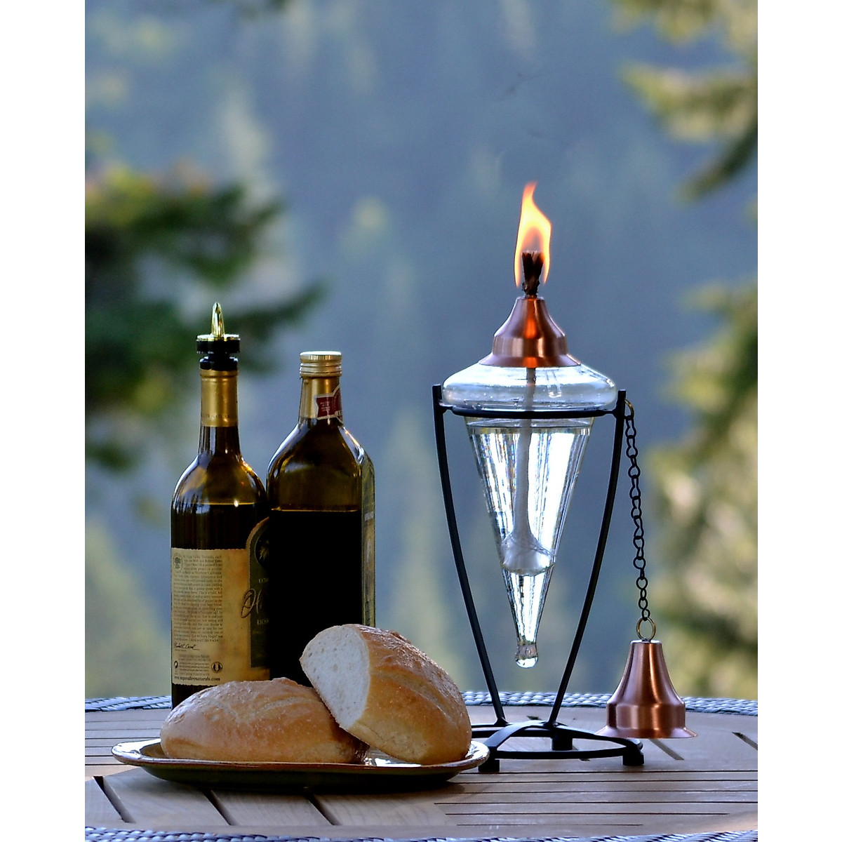 H Potter Outdoor Torch Tabletop Patio Garden Oil Lamp with Copper Top with Fiberglass Wick GAR516