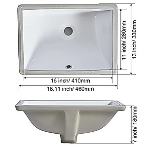 Under Mount Vessel Sink, Future Height 16" x 11", 16 inch by 11 inch, Under Counter Bathroom Sink, Vanity Sink Top, White Color