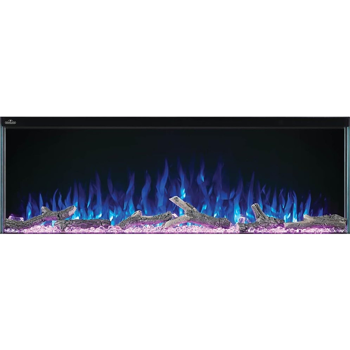 Napoleon Trivista Primis 60 3-Sided Electric Linear Fireplace - Built-in Design - Multi-Color Flames with Large Crystal Cubes and Natural Looking Birch Logs - NEFB60H-3SV