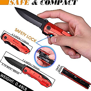 Gifts for Men Him Dad,Pocket Multitool Knife,Red Pocket Folding Knife,Christmas Stocking Stuffers,Anniversary Birthday Gifts for Husband Boyfriend,Folding Knife For Camping Hiking Fishing Survival