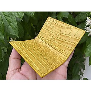 Double side Yellow Crocodile Alligator leather skin Credit Cardholder, leather credit cardcase, leather creditcard cover