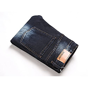 JUNBAOSS Men's Ripped Distressed Destroyed Straight Fit Washed Denim Jeans Mens Ripped Jeans Skinny Jeans for Men Slim Fit Distressed Black Ripped Jeans for Men