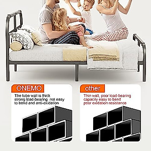 ONEMO 14 Inch California King Bed Frame with Headboard and Footboard Metal Platform Bed Frames Heavy Duty Mattress Foundation Quiet and Anti-Slip No Box Spring Needed Black