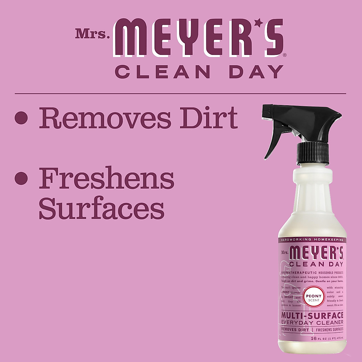 Mrs. Meyer's All-Purpose Cleaner Spray, Peony, 16 fl. oz - Pack of 3