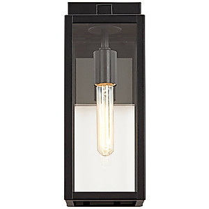 John Timberland Titan Modern Outdoor Wall Light Fixture Mystic Black 14 1/4" Clear Glass Panel for Exterior Barn Deck House Porch Yard Patio Outside Garage Front Door Garden Home Roof Lawn