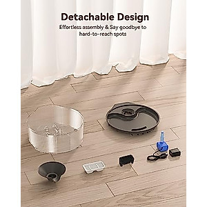 Dog Water Fountain Dispenser for Large Dogs - Automatic Bowl Cat Fountain Inside - Big 168oz/5L with 3 Replacement Filters - Grey (NR-5L-3+3)