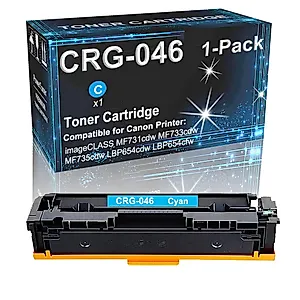 1-Pack (Cyan) Compatible Printer Toner High Yield Replacement for Canon CRG-046 046 Laser Toner Cartridge Fit for Canon Color imageCLASS MF731cdw MF733cdw MF735cdw LBP654cdw LBP654cfw Printer