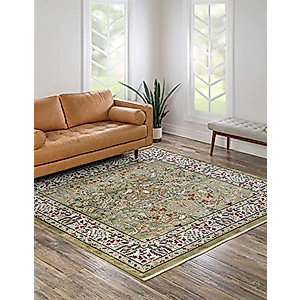 Unique Loom Narenj Collection Area Rug - Bristol (10' Square, Green/Ivory)