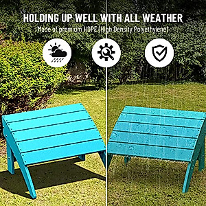 OTSUN Adirondack Ottoman for Adirondack Chair, Footrest for Lounge Chair, Premium HDPE All Weather Resistant for Outdoor, Porch, Yard, Garden, 23.6" L x 21.7" W x 15.3" H, Light Blue