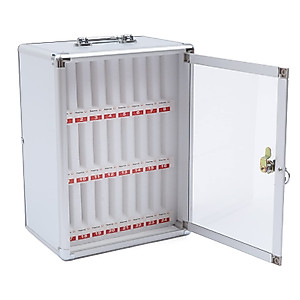 GCIUEMMH Cell Phone Locker Cabinet with Lock - 24 Slots Wall-Mounted Cell Phone Cabinet Aluminum Alloy Storage Locker Box Cabinet Desktop Cell Phone Organizer with Handle for Classroom Office Gym